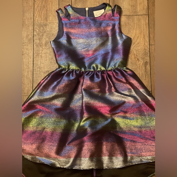 Rare Editions | Dresses | Rare Editions Rainbow Metallic Jacquard Dress ...
